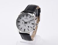 China Business Gift Leather Strap Wrist Watches , IP Plating Mens Stainless Steel Watch for sale
