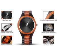 China Custom Logo Wooden Mens Quartz Watch With Analog Dial Display , 2 Year Battery Life for sale