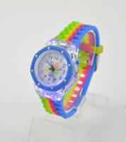 China Rainbow Color Band Kids Waterproof Watch , Silicone Quartz LED Light Up Watch for sale