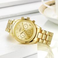 China 24k Gold Brass Wrist Watch , Quartz Japan Movt Womens Watch Water Resistant for sale