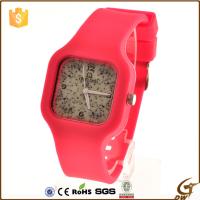 China Red Color Silicone Square Watch Water Resistant With Quartz Movement for sale