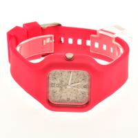 China Red Color Silicone Square Watch Water Resistant With Quartz Movement for sale