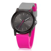 China Pink Color Silicone Bracelet Watch Waterproof With Auto Date And Mineral Glass for sale
