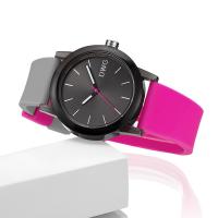 China Pink Color Silicone Bracelet Watch Waterproof With Auto Date And Mineral Glass for sale