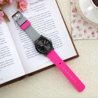 China Pink Color Silicone Bracelet Watch Waterproof With Auto Date And Mineral Glass for sale