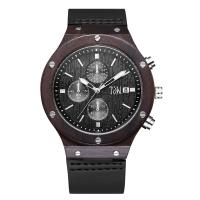 China Wooden Custom Design Watches With Date Week Feather Display Black Color for sale