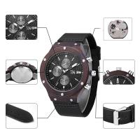 China Wooden Custom Design Watches With Date Week Feather Display Black Color for sale