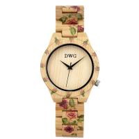 China Lightweight Bamboo Wrist Watch Handmade Round Case Shape For Thanksgiving  Day for sale