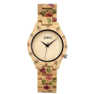 China Lightweight Bamboo Wrist Watch Handmade Round Case Shape For Thanksgiving  Day for sale