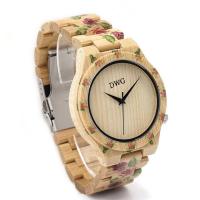 China Lightweight Bamboo Wrist Watch Handmade Round Case Shape For Thanksgiving  Day for sale