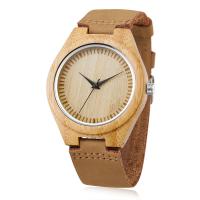 China Classical Wood Dial Retro Wood Leather Watch With Quartz Movement for sale