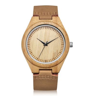 China New Style Diy Canvas Wooden Quartz Watch With Genuine Leather Strap for sale