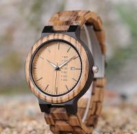 China OEM ODM Supported Wooden Quartz Watch , Round Mens Wooden Wrist Watch for sale