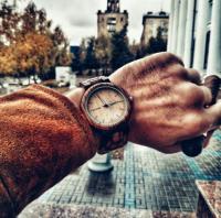 China OEM ODM Supported Wooden Quartz Watch , Round Mens Wooden Wrist Watch for sale