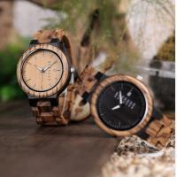 China OEM ODM Supported Wooden Quartz Watch , Round Mens Wooden Wrist Watch for sale