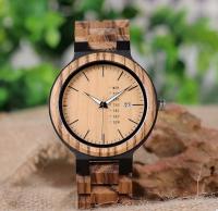 China OEM ODM Supported Wooden Quartz Watch , Round Mens Wooden Wrist Watch for sale