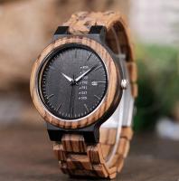 China OEM ODM Supported Wooden Quartz Watch , Round Mens Wooden Wrist Watch for sale