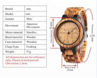 China OEM ODM Supported Wooden Quartz Watch , Round Mens Wooden Wrist Watch for sale