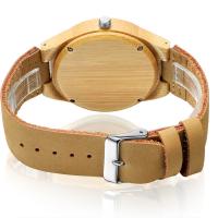 China Fashion Design Wooden Quartz Watch , Leather Strap Japan Movement Bamboo Wrist Watch for sale