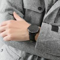 China Popular Minimalist Black Genuine Leather Men's Oem Designer Quartz Dress Watch for sale