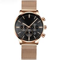 China Stainless Steel Mesh Band Chronograph Watch Men Luxury Quartz OEM Watches for sale
