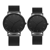 China Matte Black Men Quartz Dress Watch With Black Genuine Leather Strap Band for sale