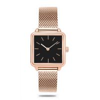 China Slim Quartz Square Watch , Mesh Band Quartz Watch Silver / Gold / Rose Gold Color for sale
