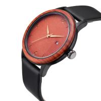China Men's Unique Design Wooden Watches with Soft Leather Band Men Wristwatch for sale
