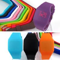 China Waterproof Silicone Digital Led Watch , Electronic Movement Square Unisex Watches for sale
