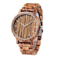 China Mineral Glass Most Accurate Quartz Watch Natural Zebra Wood Color for sale