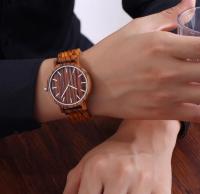 China Mineral Glass Most Accurate Quartz Watch Natural Zebra Wood Color for sale
