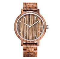 China Mineral Glass Most Accurate Quartz Watch Natural Zebra Wood Color for sale