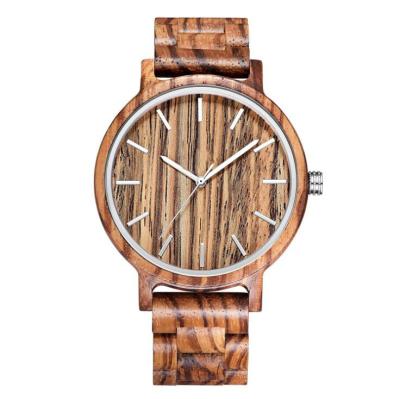 China Mineral Glass Most Accurate Quartz Watch Natural Zebra Wood Color for sale