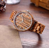 China Mineral Glass Most Accurate Quartz Watch Natural Zebra Wood Color for sale