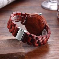 China Red Sandal Wooden Quartz Watch Custom Logo High Durability For Gift for sale