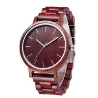 China Red Sandal Wooden Quartz Watch Custom Logo High Durability For Gift for sale