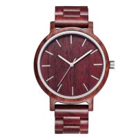 China Red Sandal Wooden Quartz Watch Custom Logo High Durability For Gift for sale