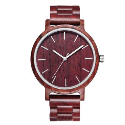 China Red Sandal Wooden Quartz Watch Custom Logo High Durability For Gift for sale