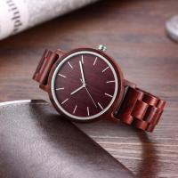 China Red Sandal Wooden Quartz Watch Custom Logo High Durability For Gift for sale