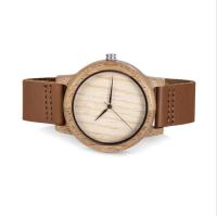 China Hand Craft Maple Wood Case Quartz Mens Watch With Genuine Leather for sale