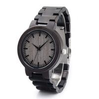 China Creative Natural Black Mens Wooden Watch Waterproof CE ROHS Approved for sale