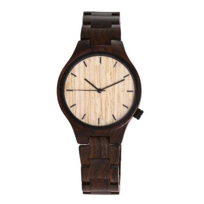 China Custom Maple Wooden Quartz Watch 0-3 ATM Waterproof 12 Month Guarantee for sale