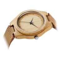 China Fashion Design Wooden Quartz Watch , Leather Strap Japan Movement Bamboo Wrist Watch for sale