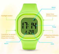China Square Plastic Case LCD Digital Sports Watch With Silicone Band Soft Touch for sale