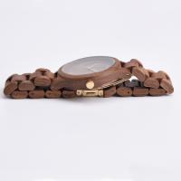 China Hand Made Wooden Quartz Watch , Black Walnut Wood Quartz Movement Watch for sale