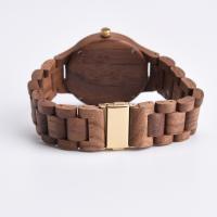 China Hand Made Wooden Quartz Watch , Black Walnut Wood Quartz Movement Watch for sale