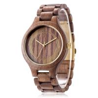 China Hand Made Wooden Quartz Watch , Black Walnut Wood Quartz Movement Watch for sale