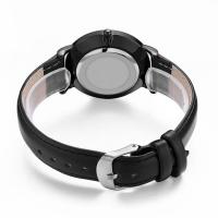 China Fashionable Quartz Mens Black Leather Watch 3 ATM Waterproof Black Plated for sale