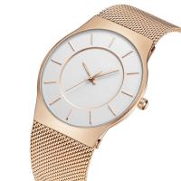 China Business Mineral Glass Mesh Strap Watch Gold Plated , Customized Color for sale