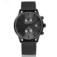 China Mens Mesh Strap Black Chronograph Watch for sale